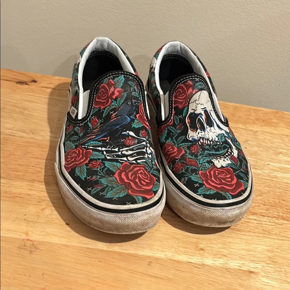 Vans | Shoes | Vans Unisex Blackrose Skulls Slipon Skateboarding Shoe ...